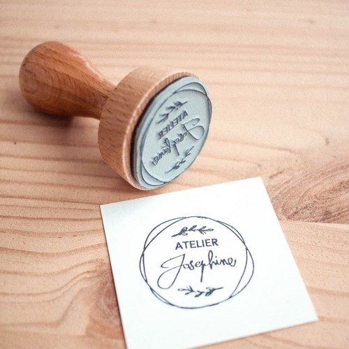 Tampon encreur rond en bois à personnaliser 40mm